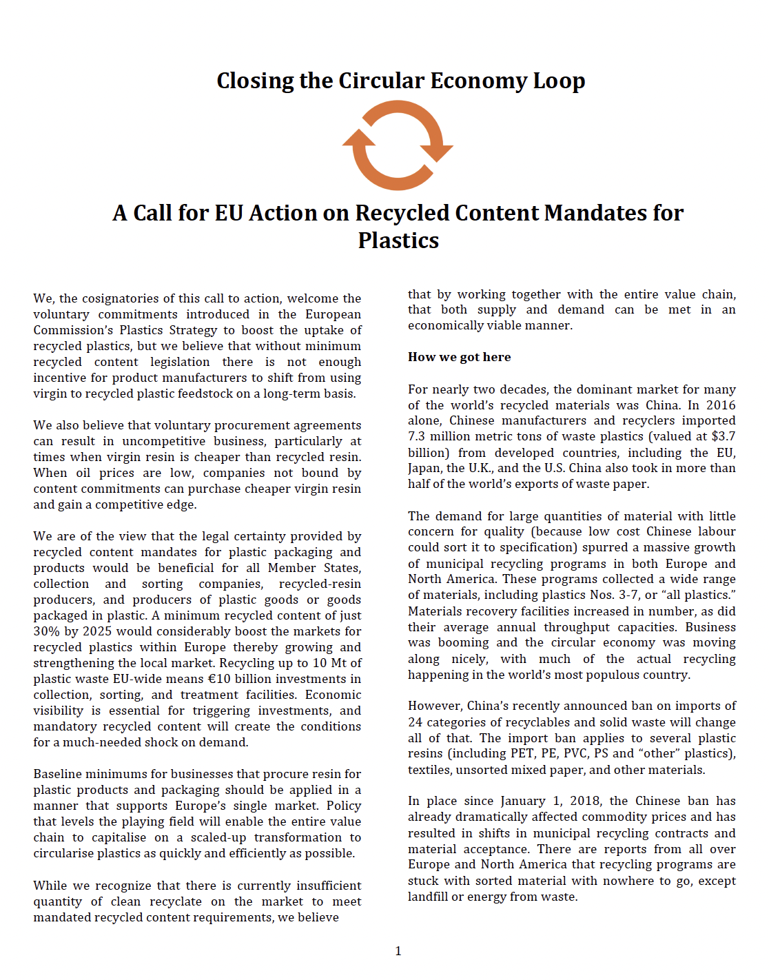 Closing the Circular Economy Loop: A Call for EU Action on Recycled ...